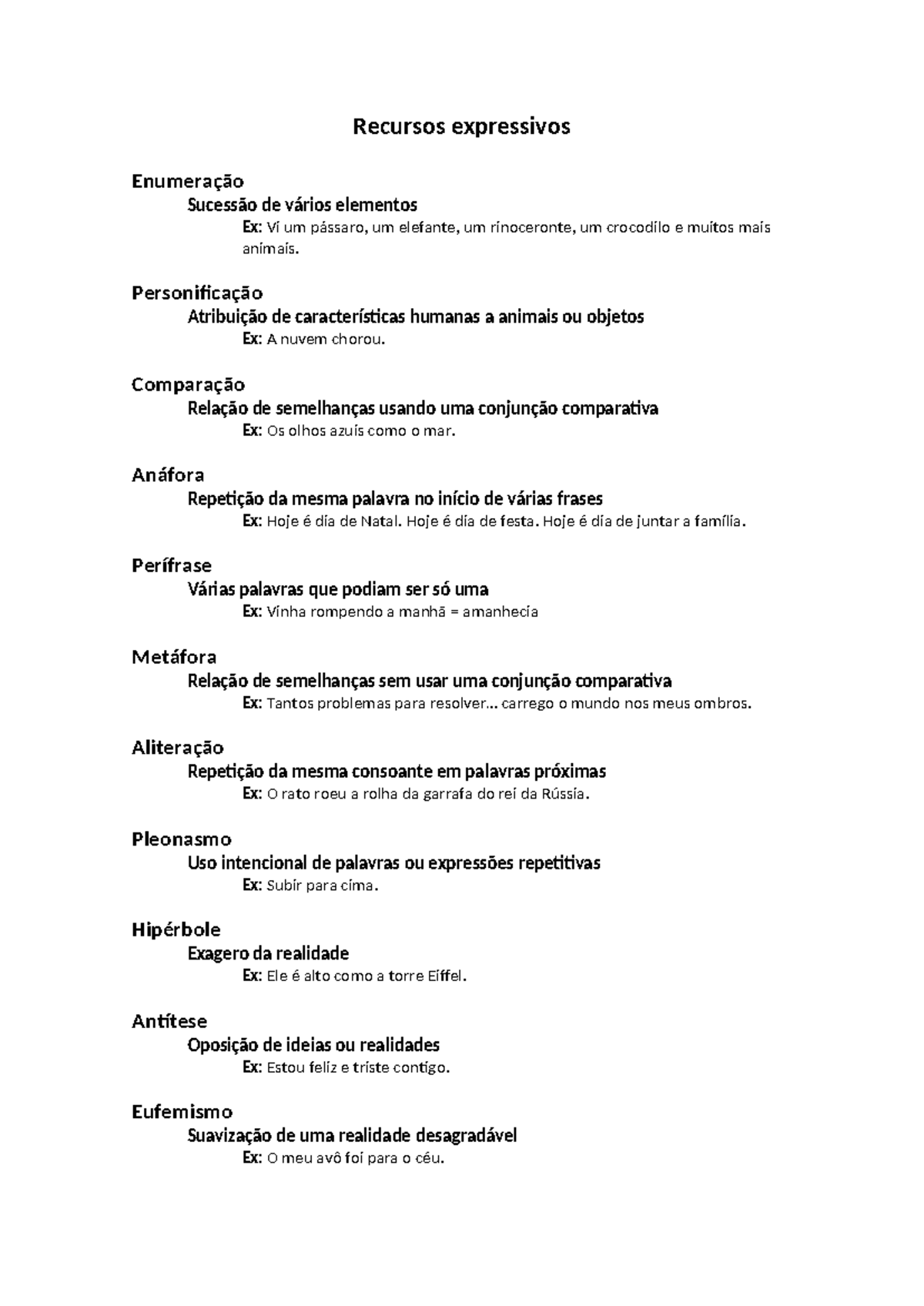Recursos Expressivos - Recursos expressivos Enumeração Sucessão de ...