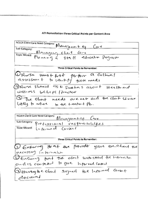 ATI Remediation Critical Points Worksheet-1 - NCLEX Client Care Need ...