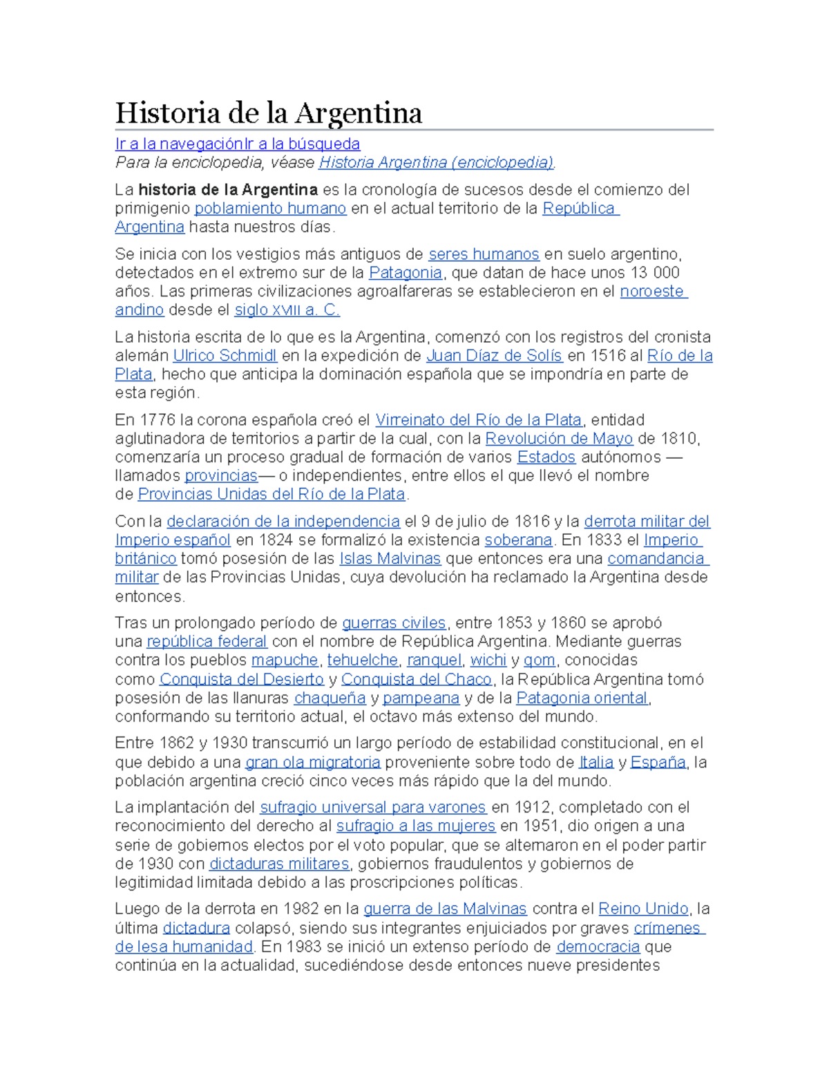 Historia de la Argentina - La historia de la Argentina es la cronología de sucesos desde el ...