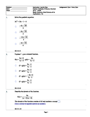 Precalcworksheet 1-1 - MAC 2233 - FAU - Studocu