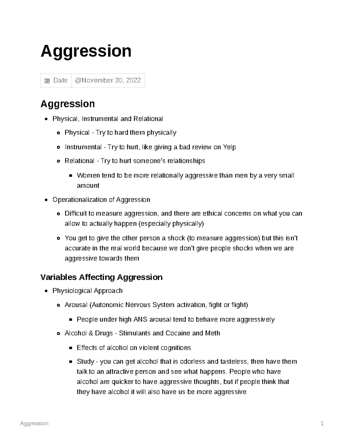 Aggression (General) - Aggression Date Aggression Physical ...