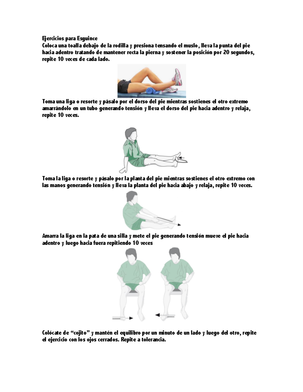 Ejercicios para Esguince - Ejercicios para Esguince Coloca una toalla debajo de la rodilla y ...