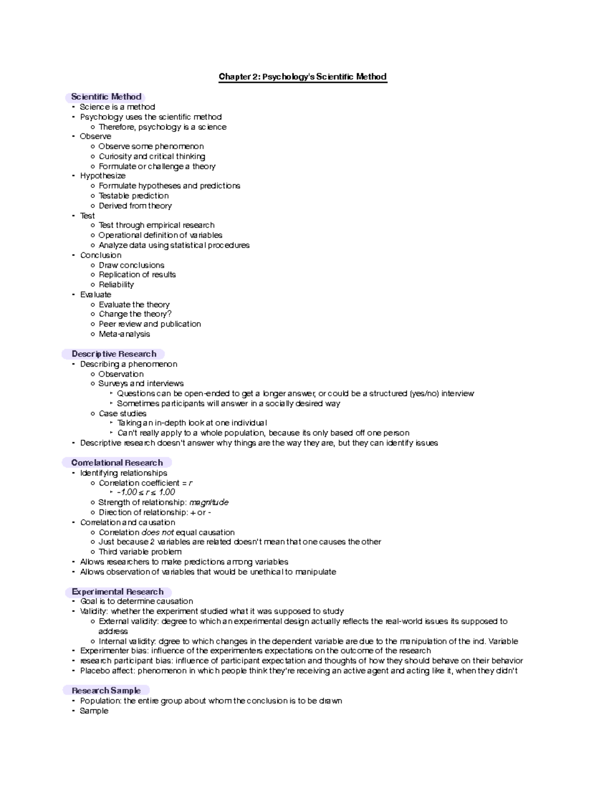 Ch.2 psychologys scientific method - Chapter 2: Psychology's Scientific ...