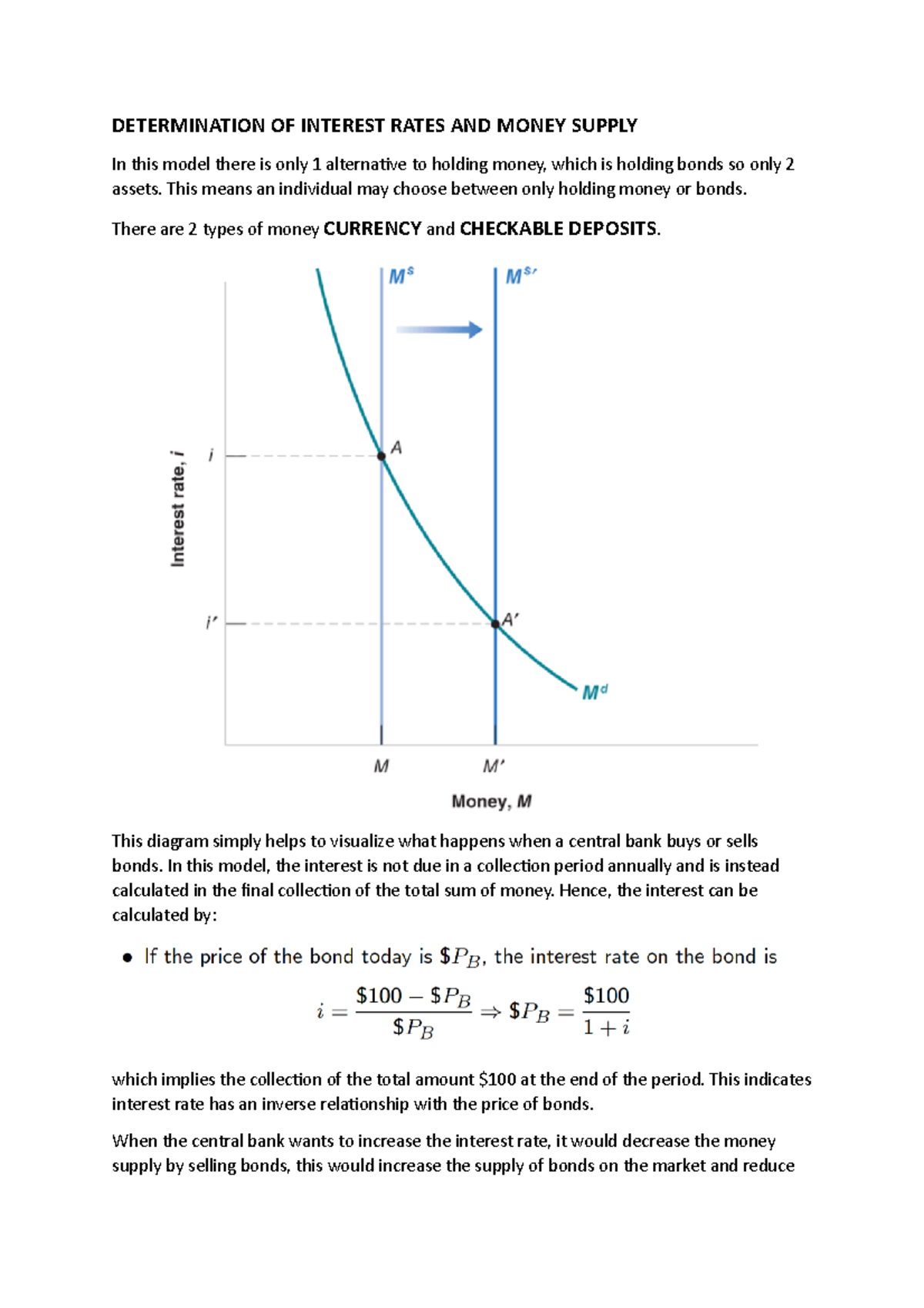 Determination OF Interest Rates AND Money Supply - DETERMINATION OF ...
