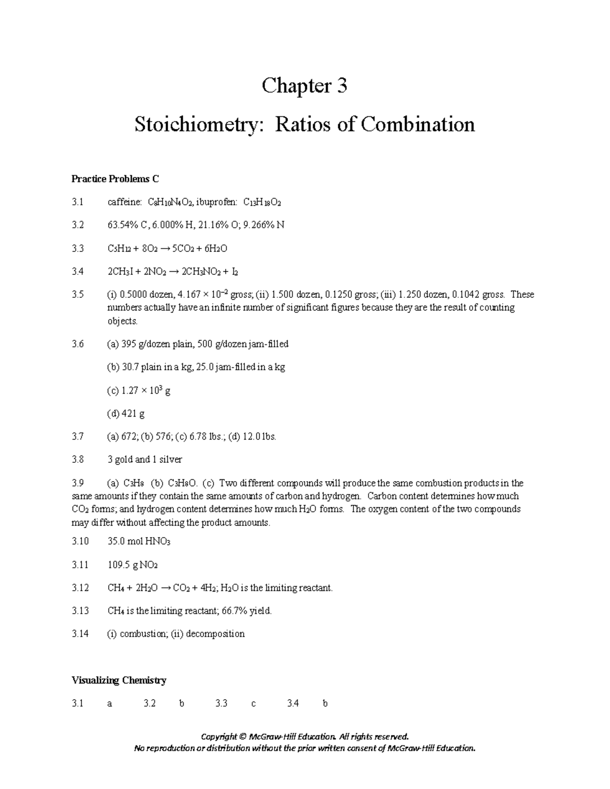 C03 4e Solutions - Stoichiometry- Ratios of Combination - Copyright ...