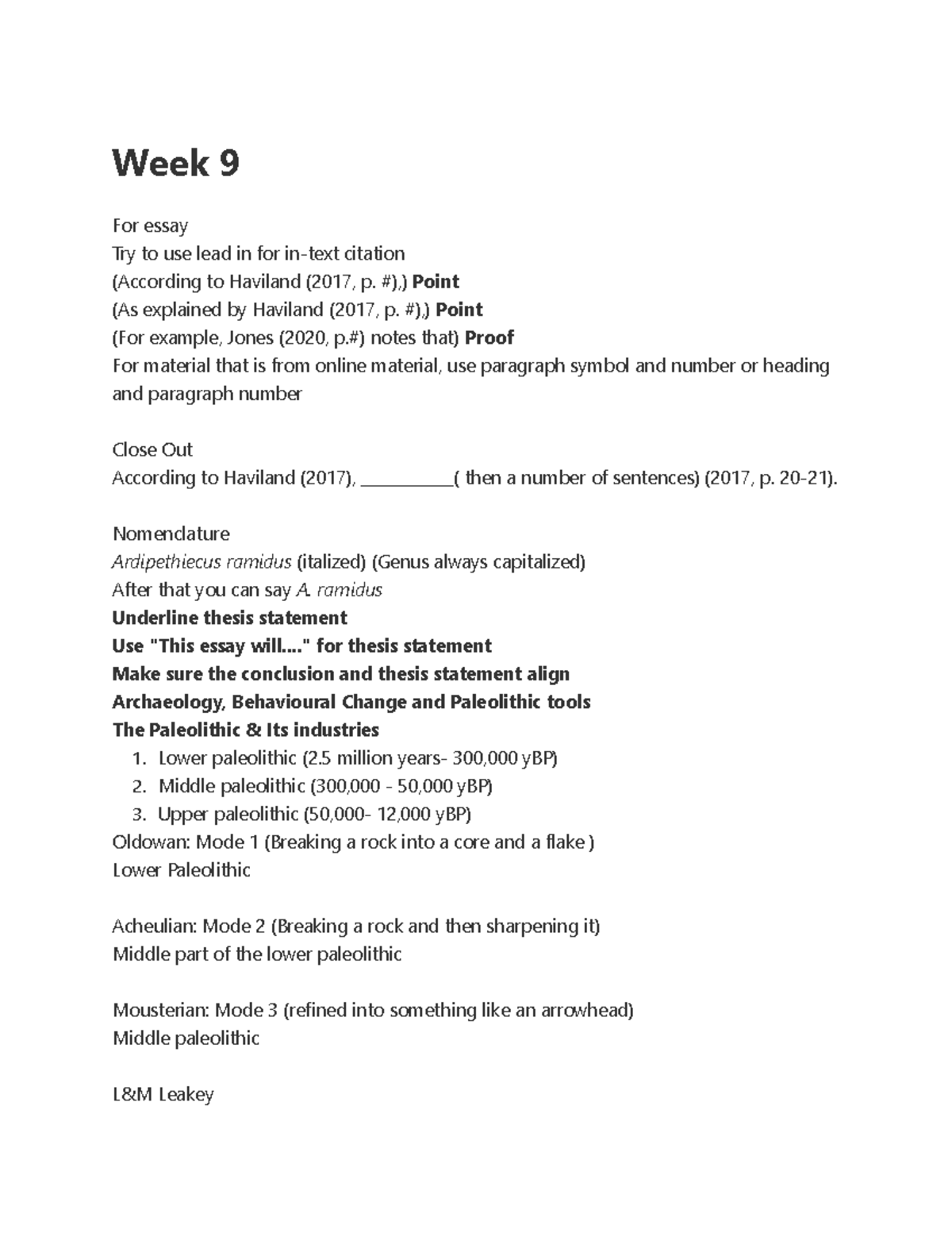 Week 9 - Week 9 Notes - Week 9 For essay Try to use lead in for in-text ...