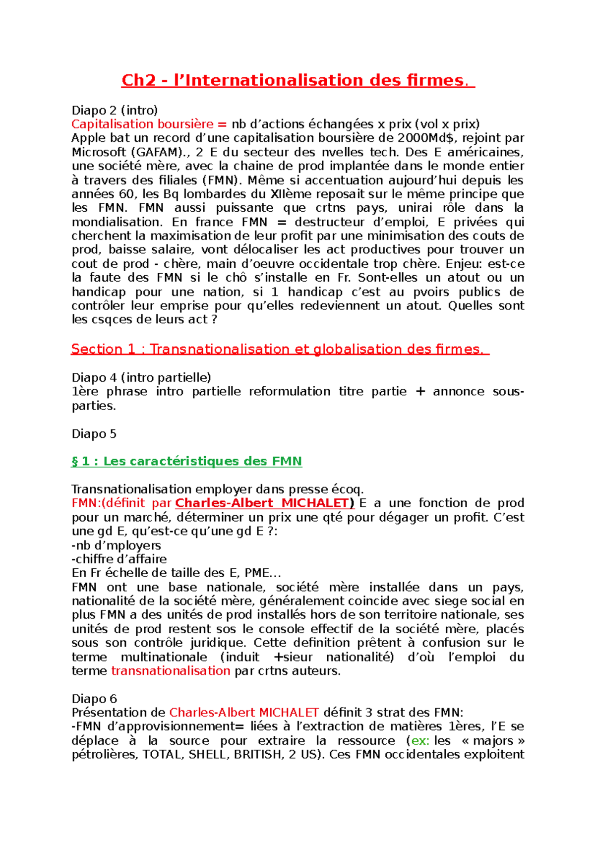 chapitre sur les firmes multinationales (fin) - Ch2 - l’Internationalisation des firmes. Diapo 2 ...