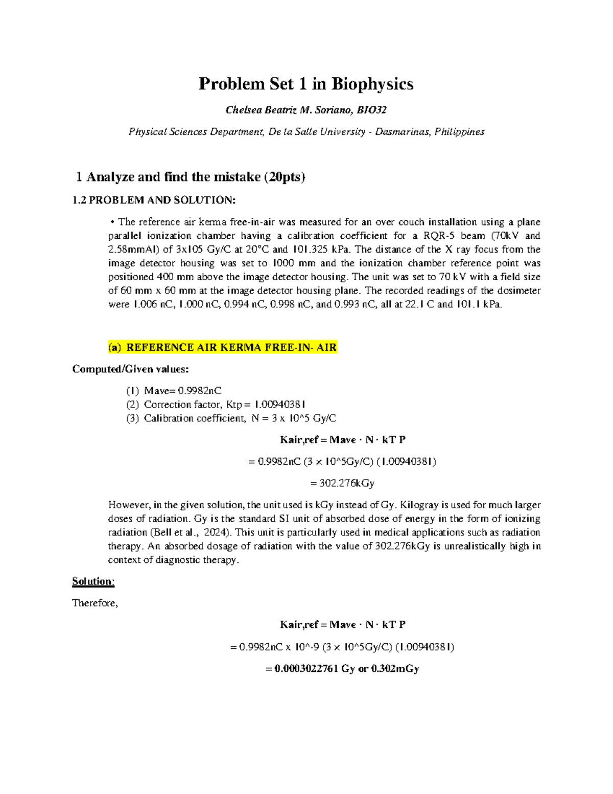 Biophy EA1 Soriano - Problem Set 1 in Biophysics Chelsea Beatriz M ...