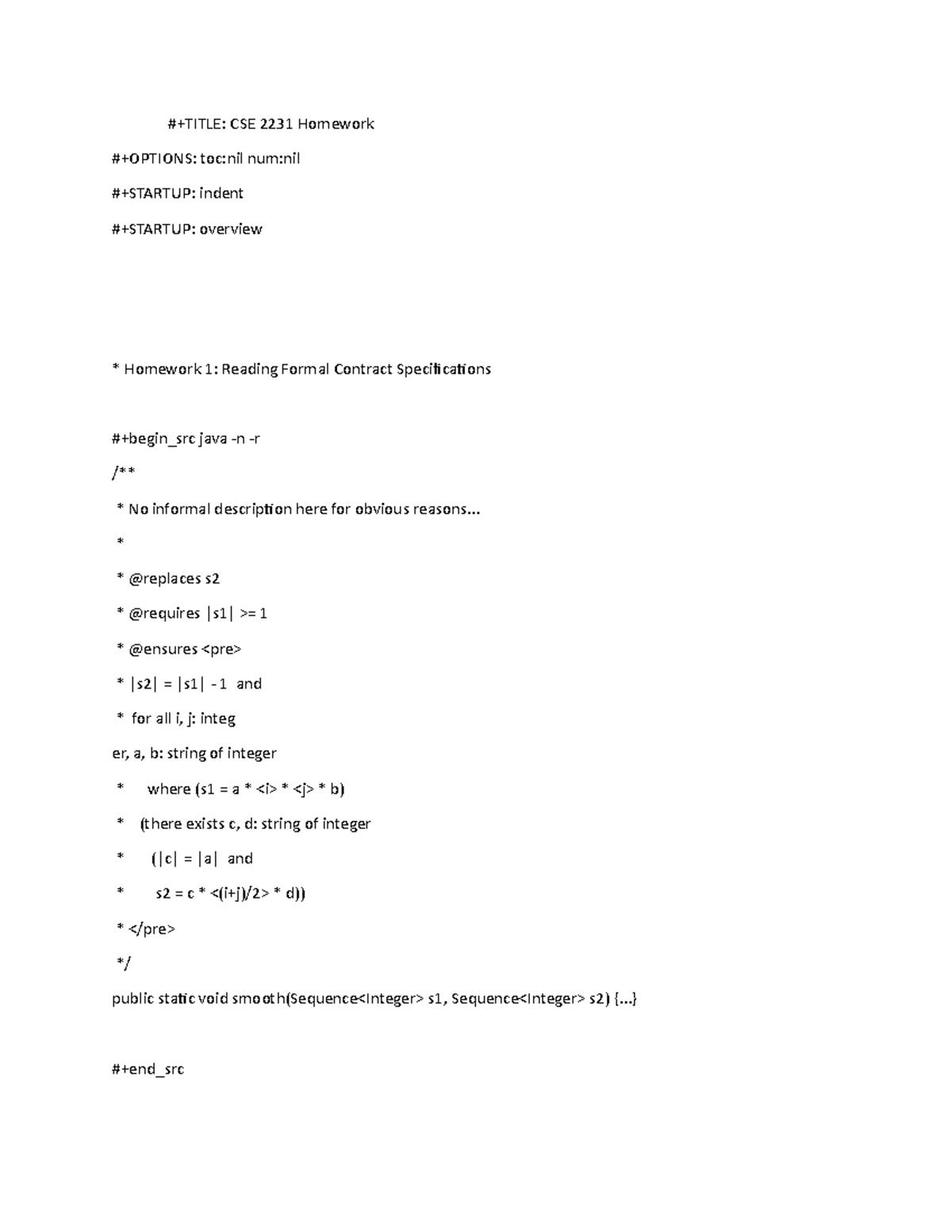 CSE 2231 HW - Git Hub - this is the homework from this class from github - #+TITLE: CSE 2231 ...