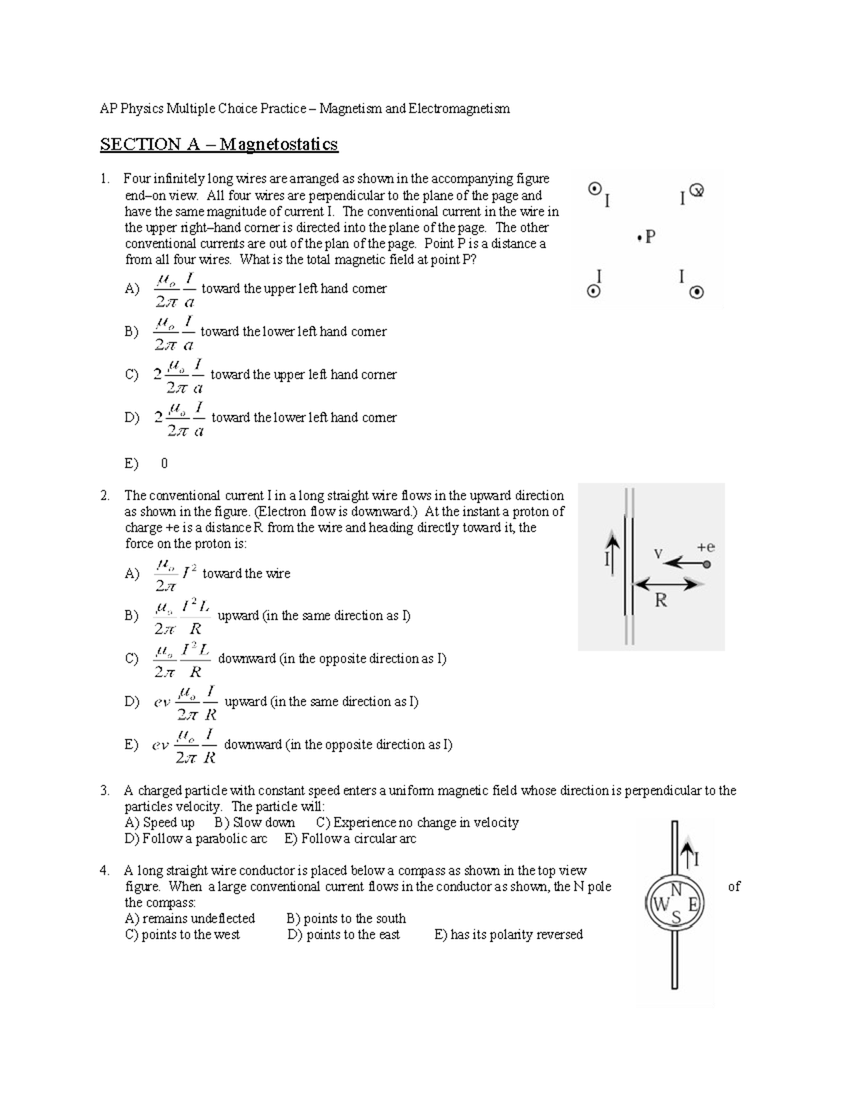 12a-Magnetism MC practice problems - AP Physics Multiple Choice ...