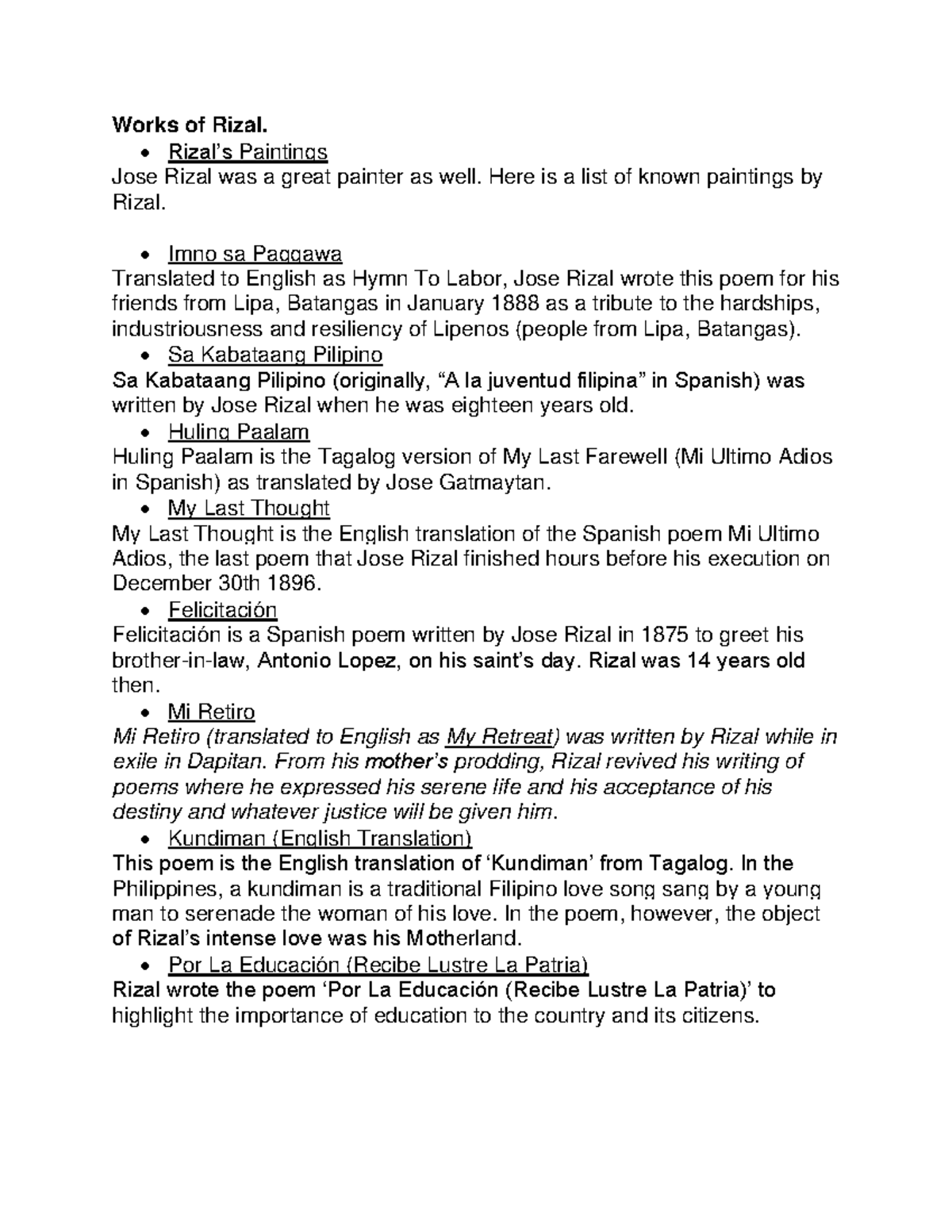 Works of Rizal - Rizal’s Paintings Jose Rizal was a great painter as ...