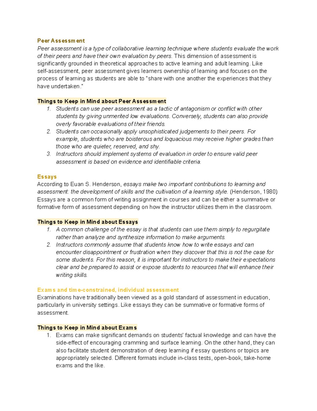 Assessment notes 2 - Peer Assessment Peer assessment is a type of ...