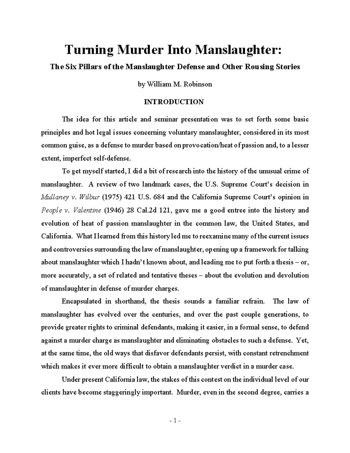 Homicide 3 - Tài liệu - Turning Murder Into Manslaughter: The Six ...