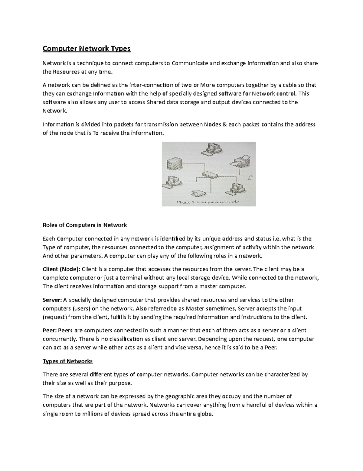 Document (21) - Useful - Computer Network Types Network is a technique ...