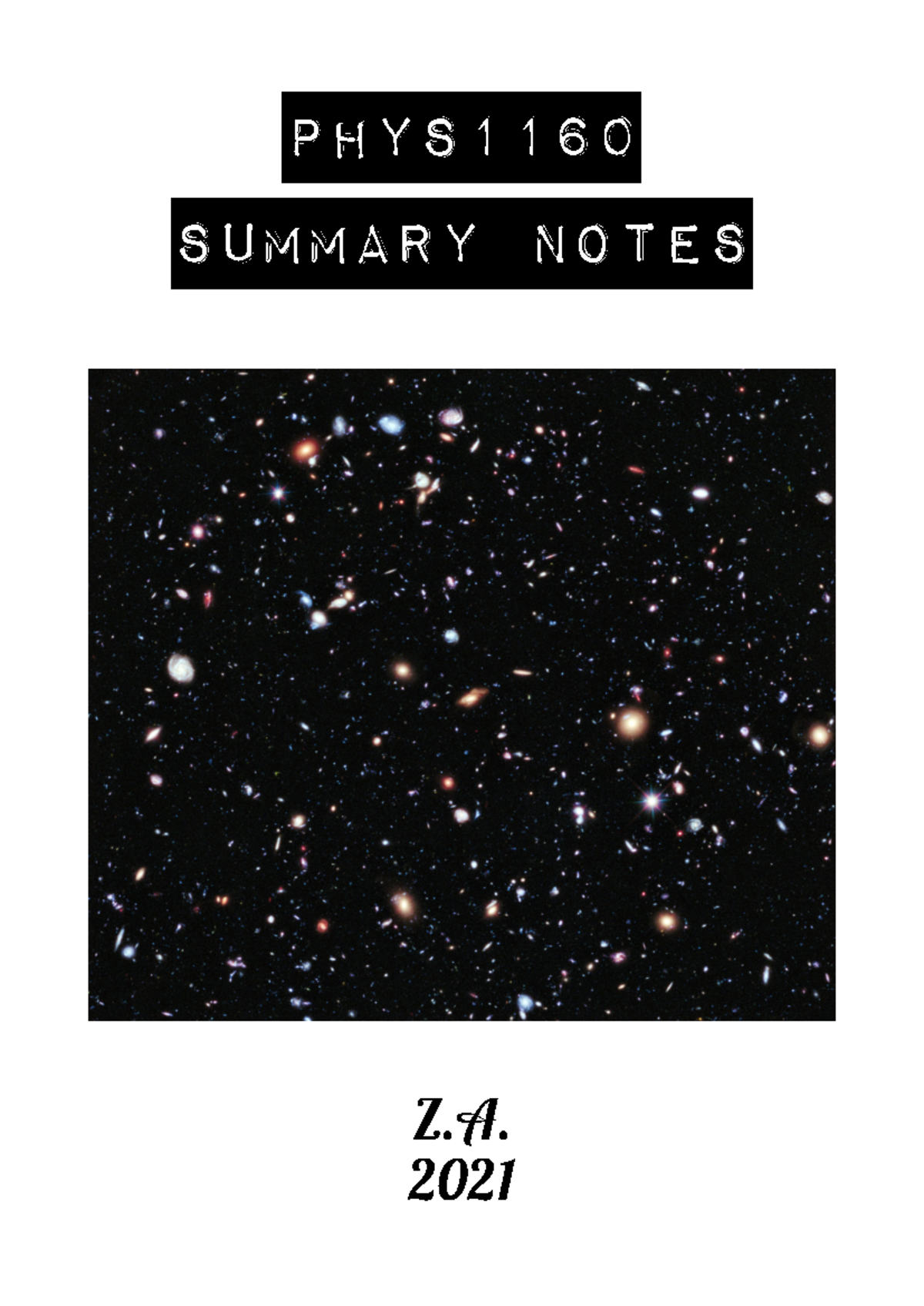 PHYS1160 (Astro) Summary Notes - Phys Summary Notes Z. 2021 1. I n t r ...