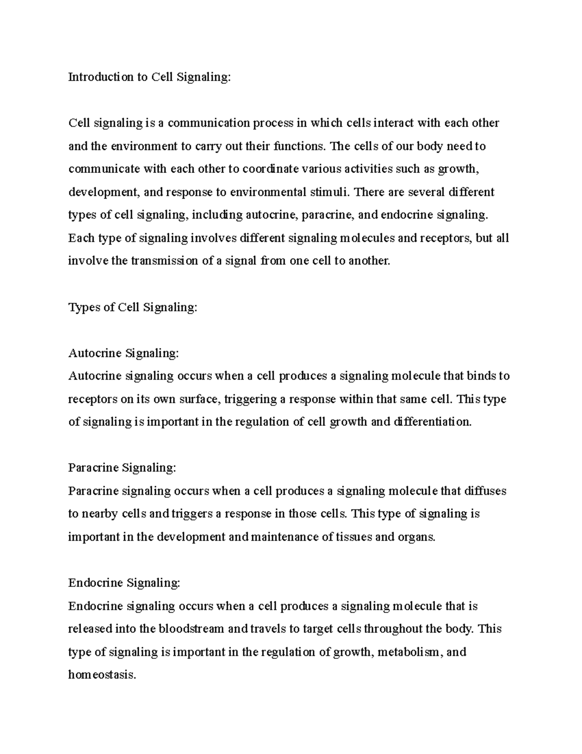 Cell signaling Notes 1- Google Docs - Introduction to Cell Signaling ...