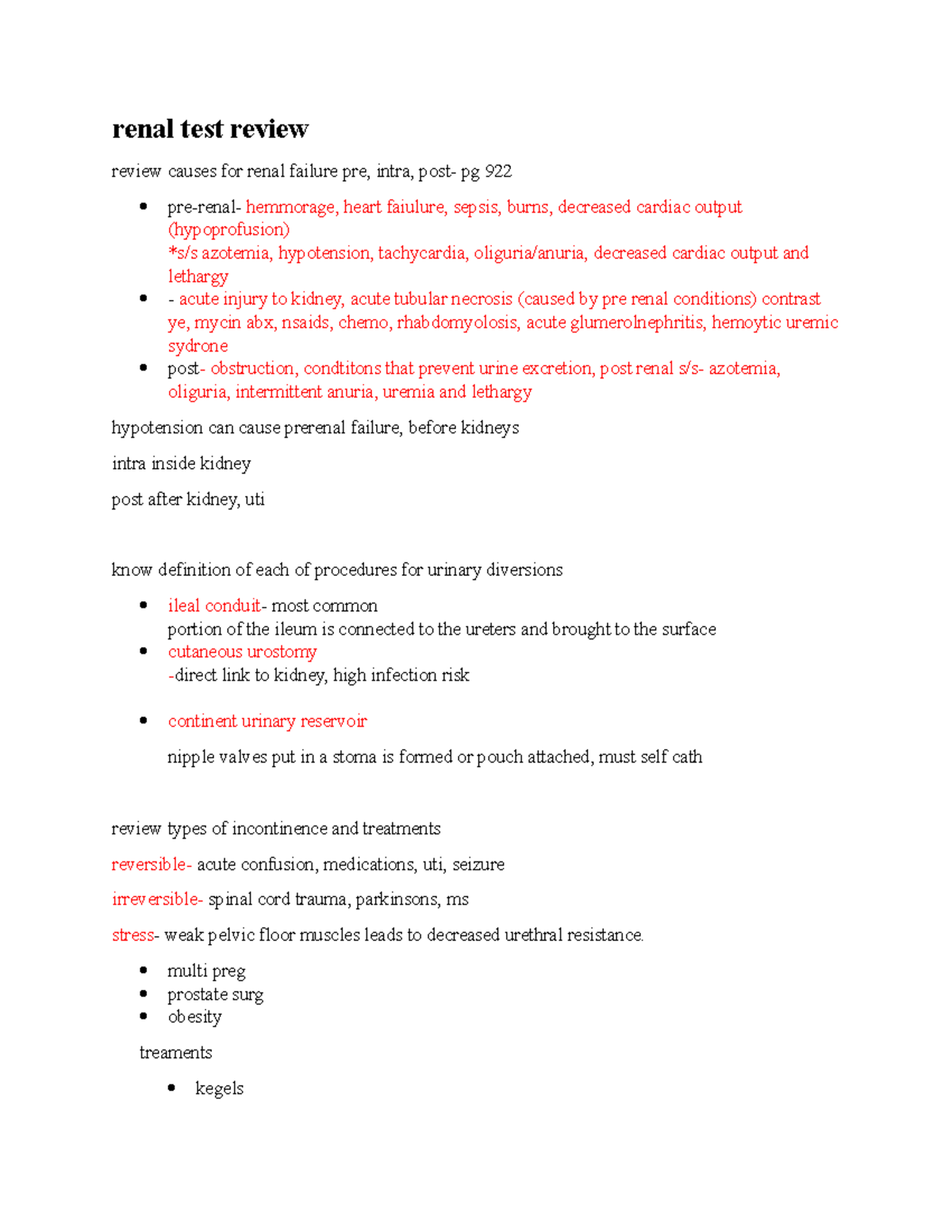 Renal test review - jnjbj - renal test review review causes for renal ...