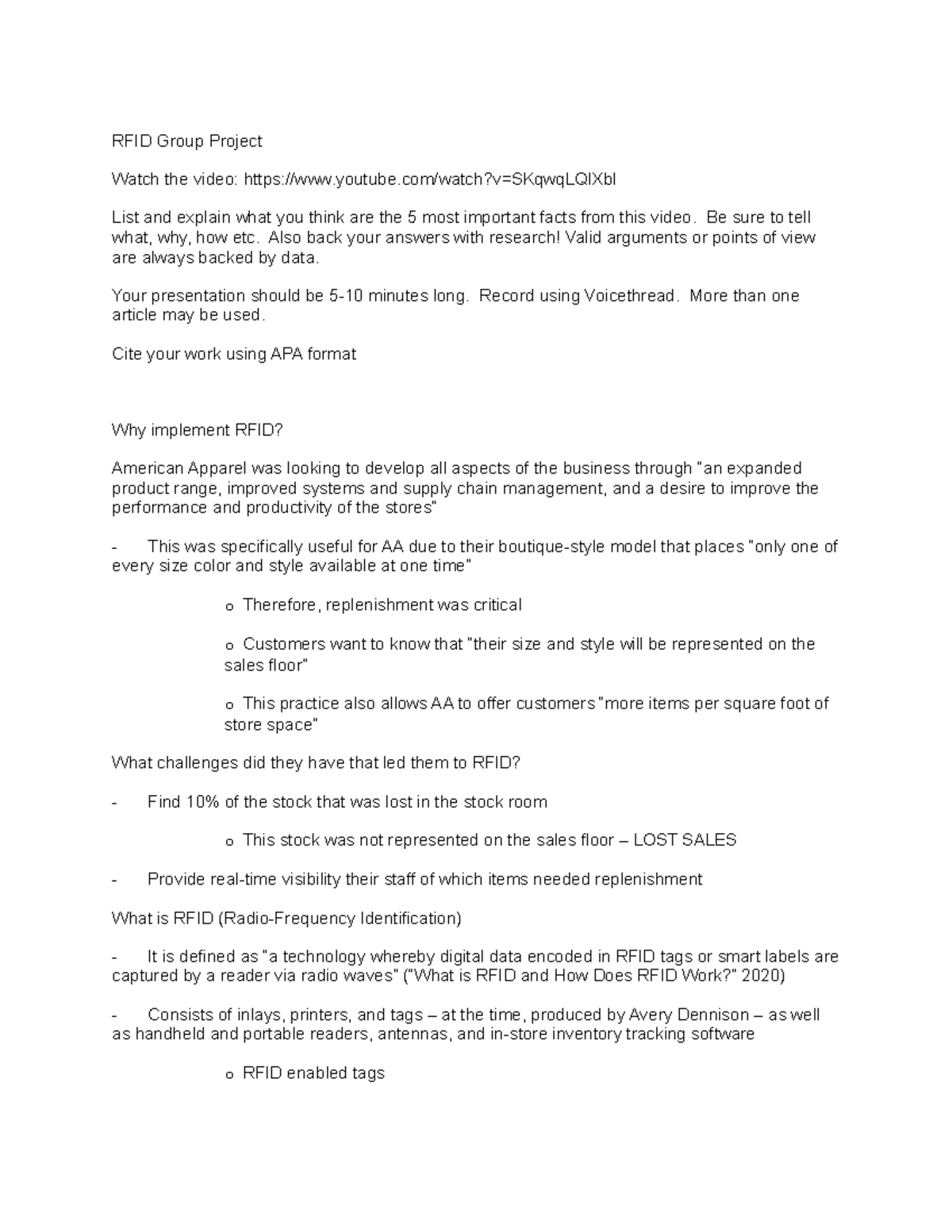 RFID Notes for International Sourcing - RFID Group Project Watch the ...