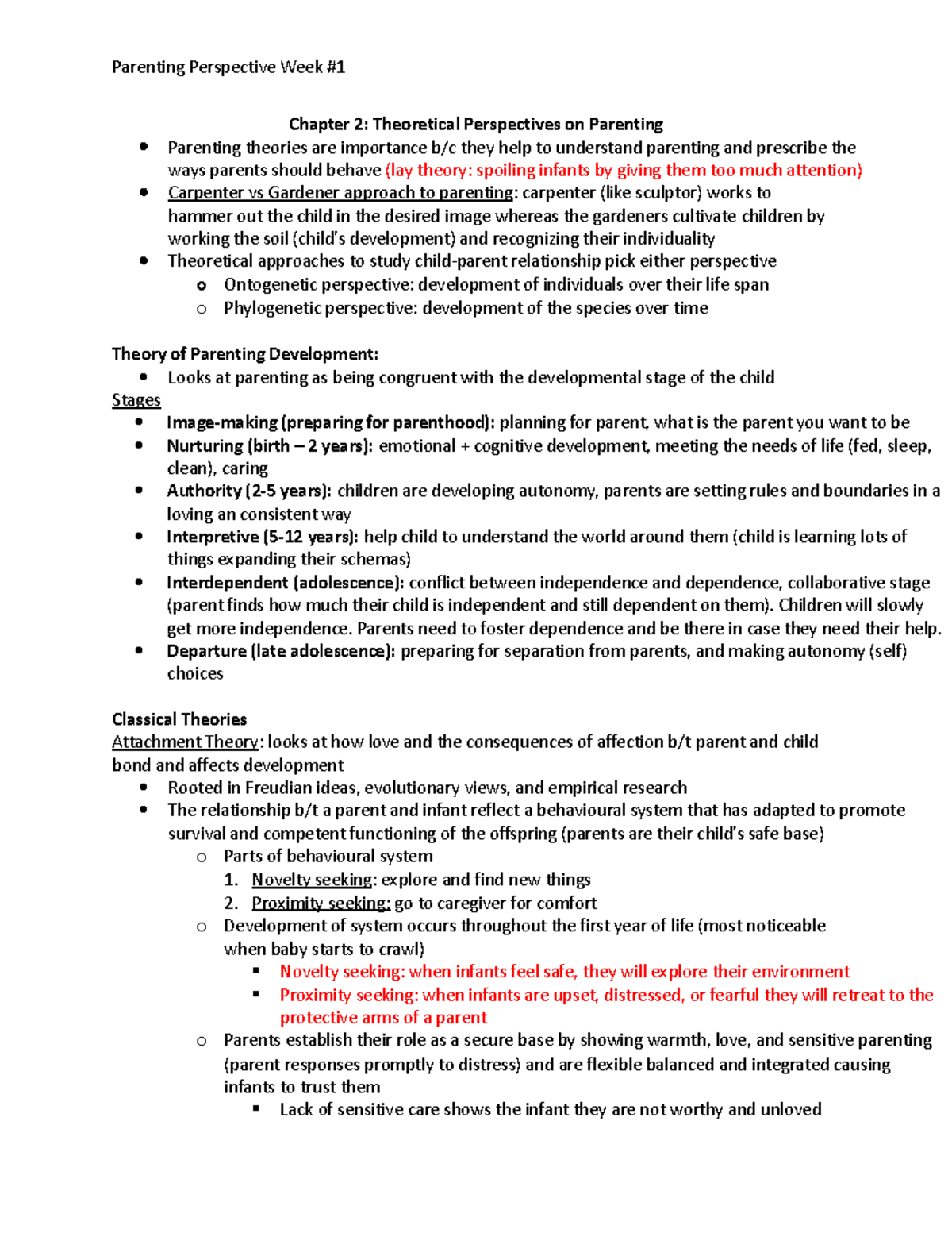 Chapter 2- Theoretical Perspectives on Parenting - Children will slowly ...