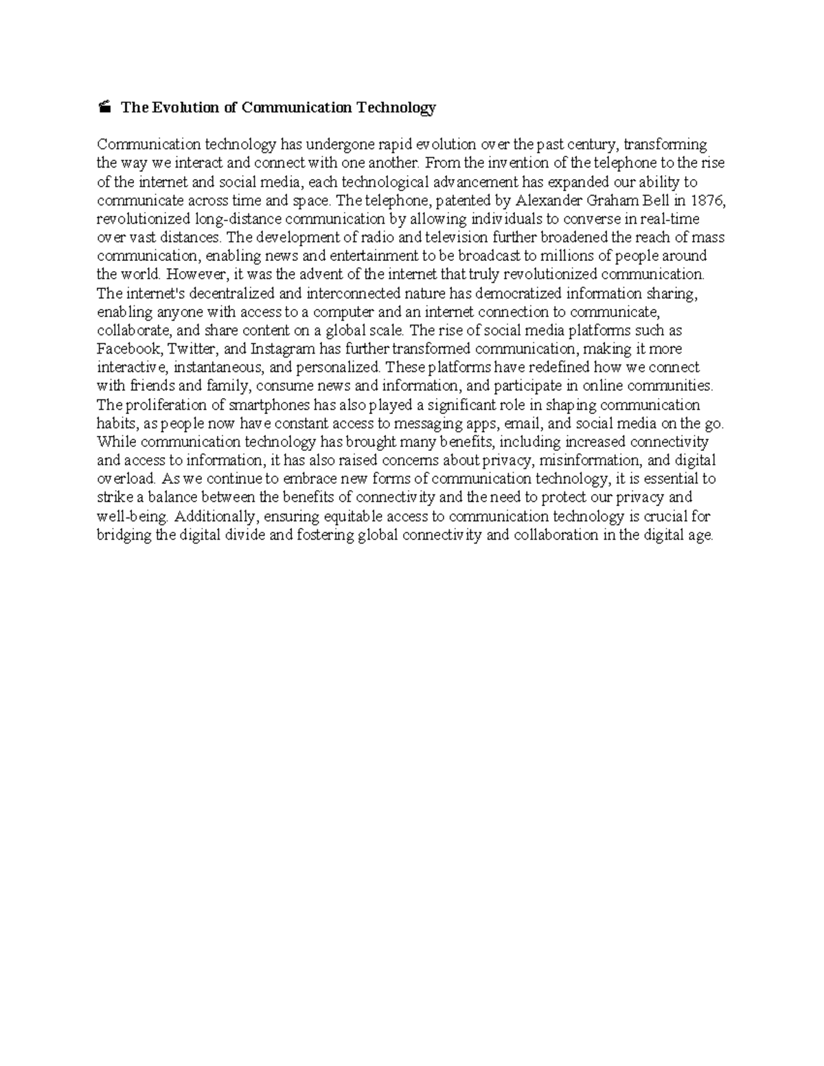 A5 - 123123123azsdxa - The Evolution of Communication Technology ...