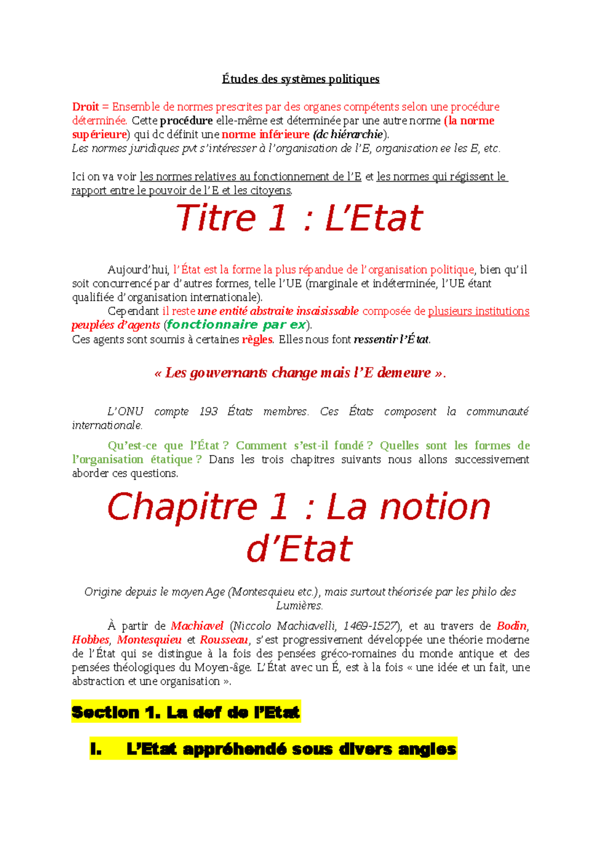 Chapitre 1 - systeme politique - Études des systèmes politiques Droit ...