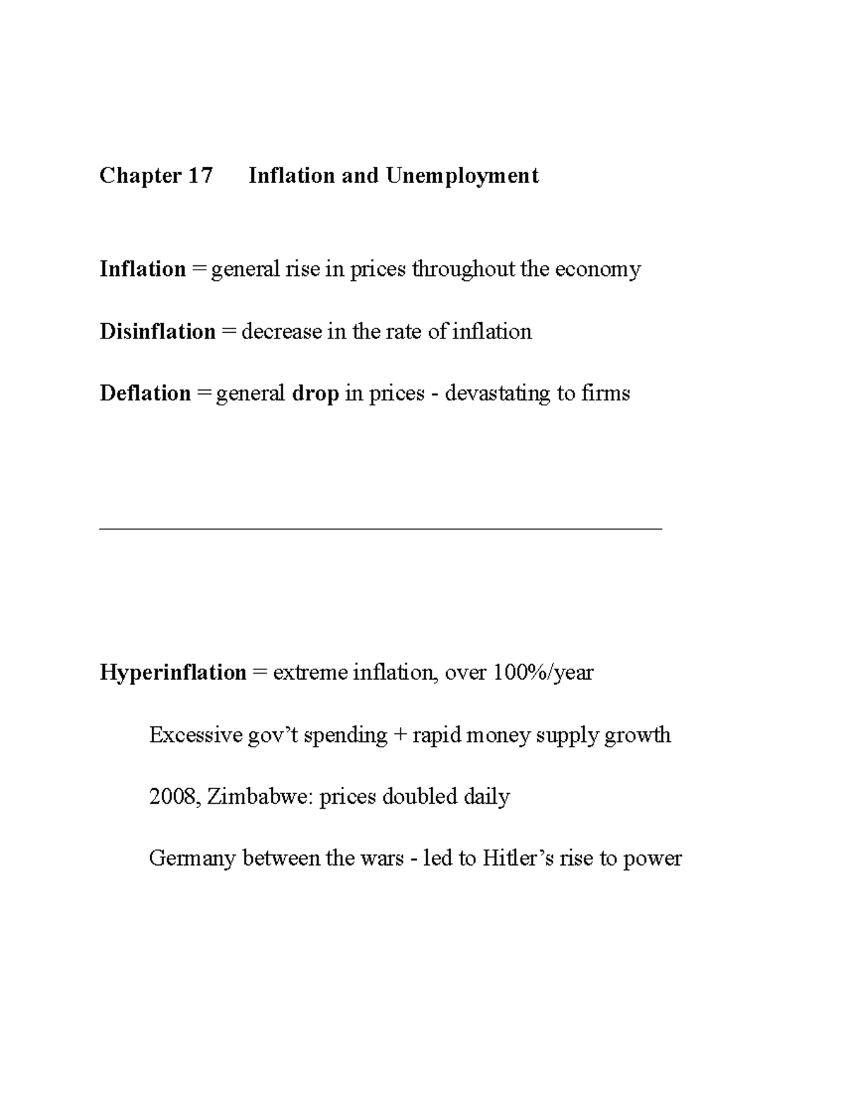 Chiang 6e Chapter 17 and 18 - Chapter 17 Inflation and Unemployment ...