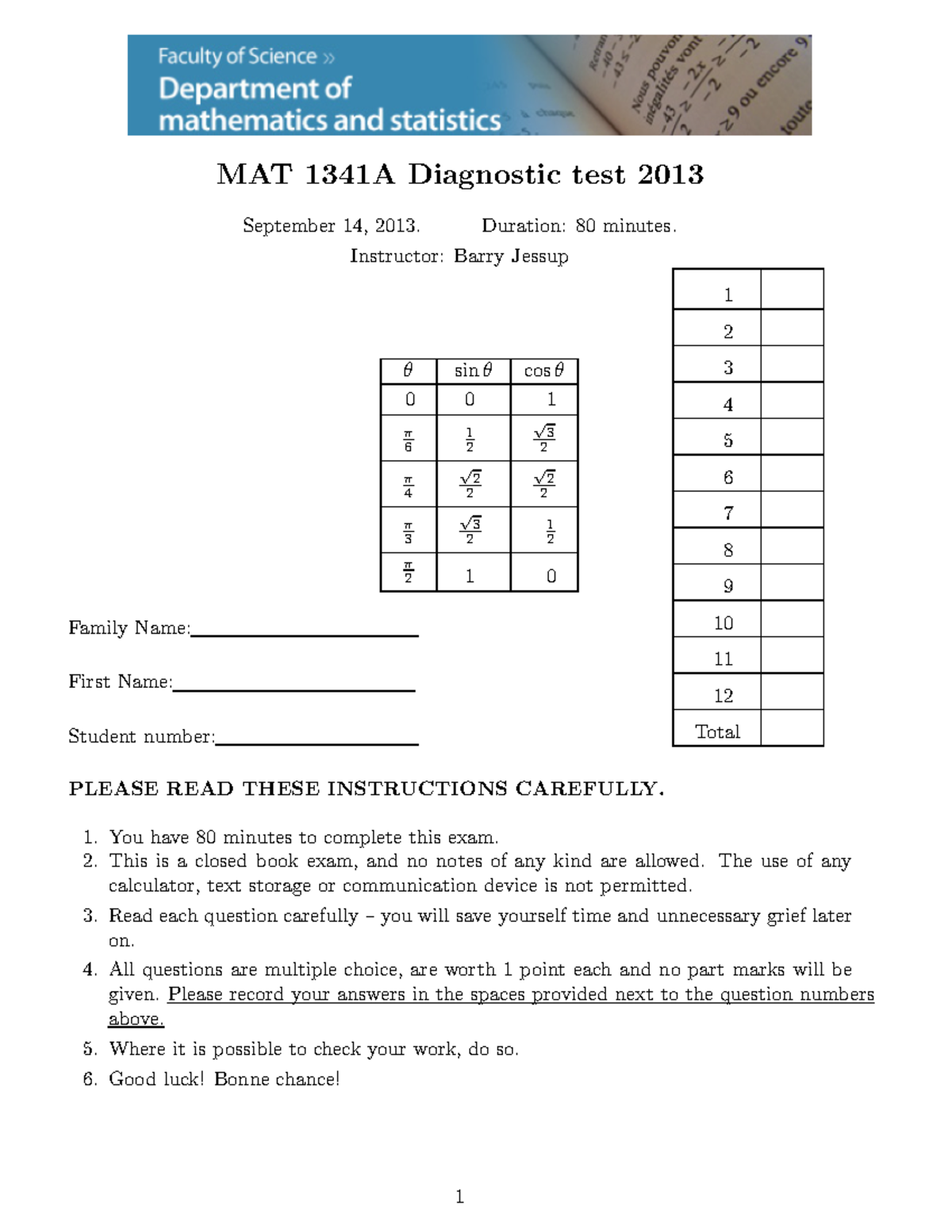 F13diagb - exam - MAT 1341A Diagnostic test 2013 September 14, 2013 ...