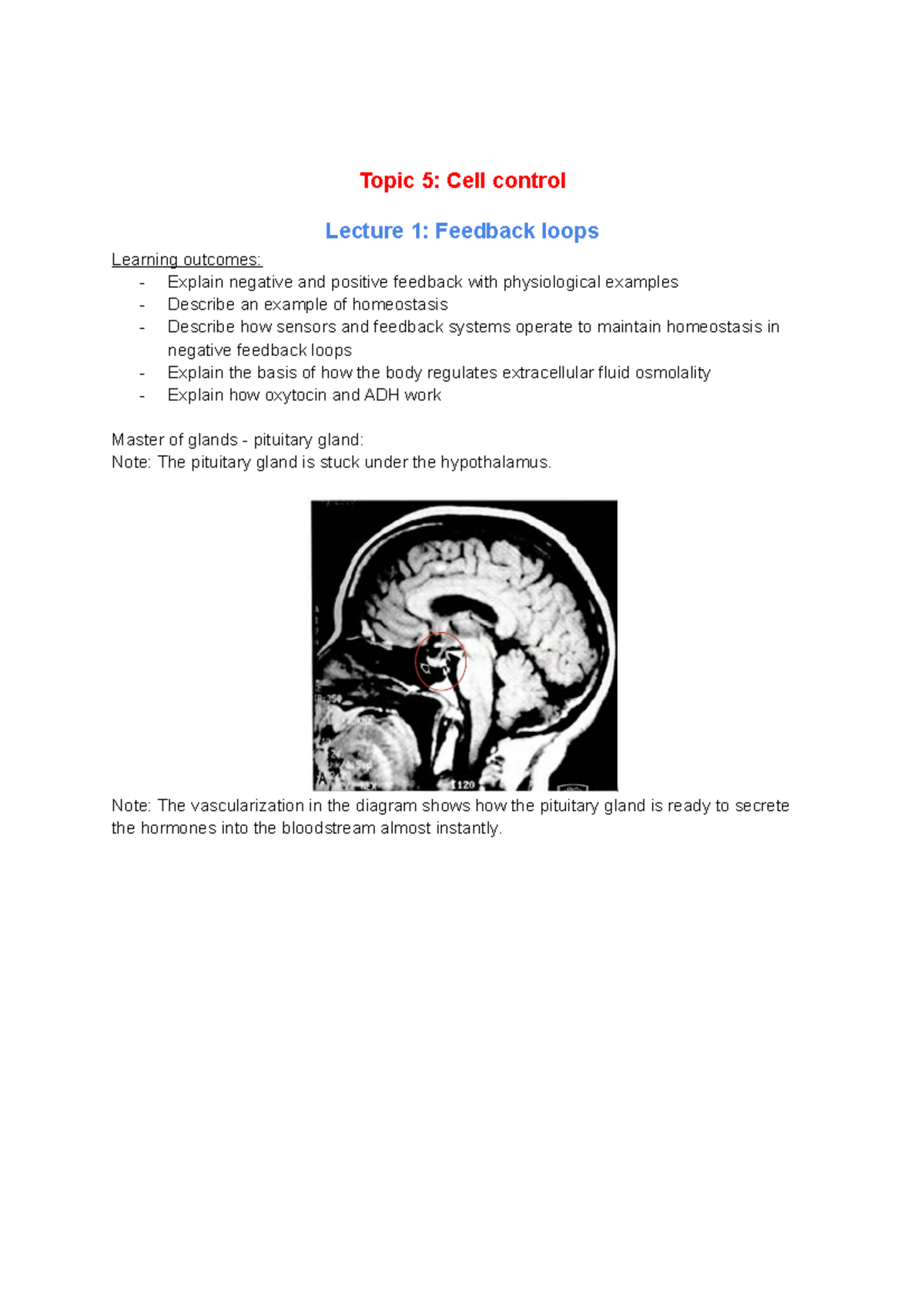 Topic 5 Cell control - Provides content from week 2 lectures - Topic 5 ...