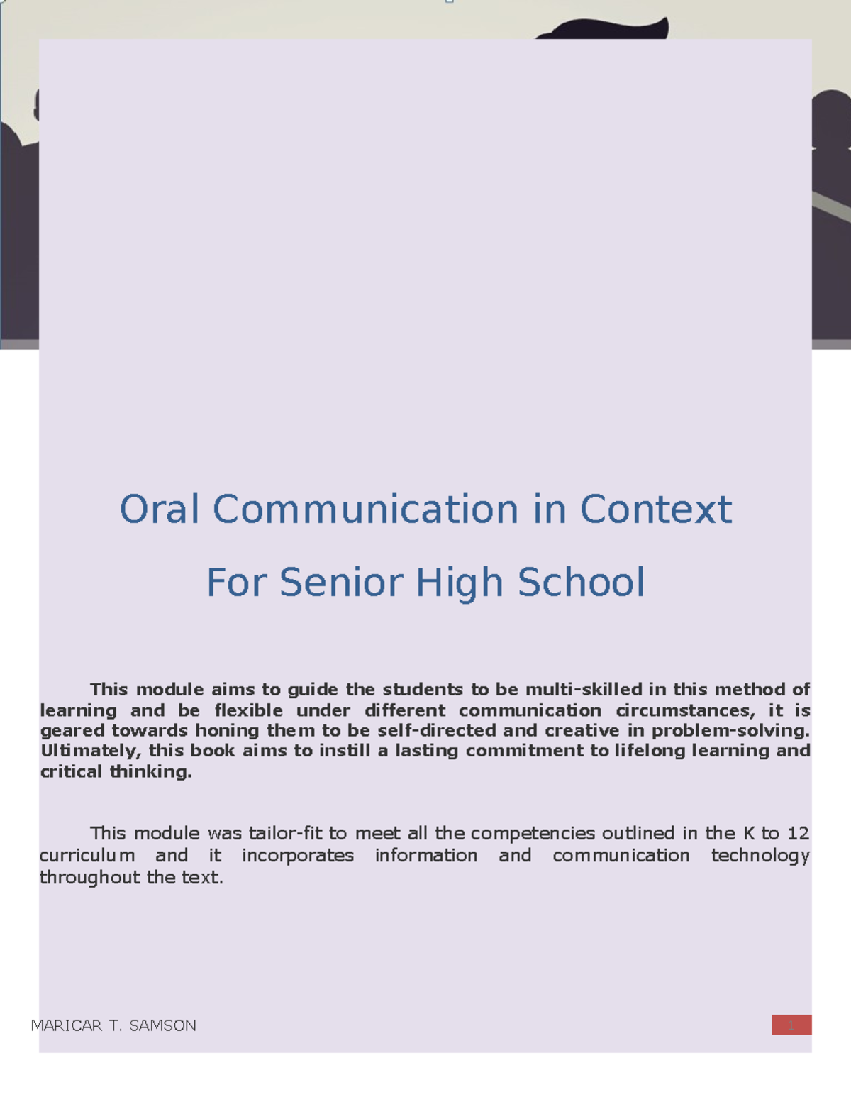 Oral Com (Module 1) - Oral Com grade 11 - Oral Communication in Context ...