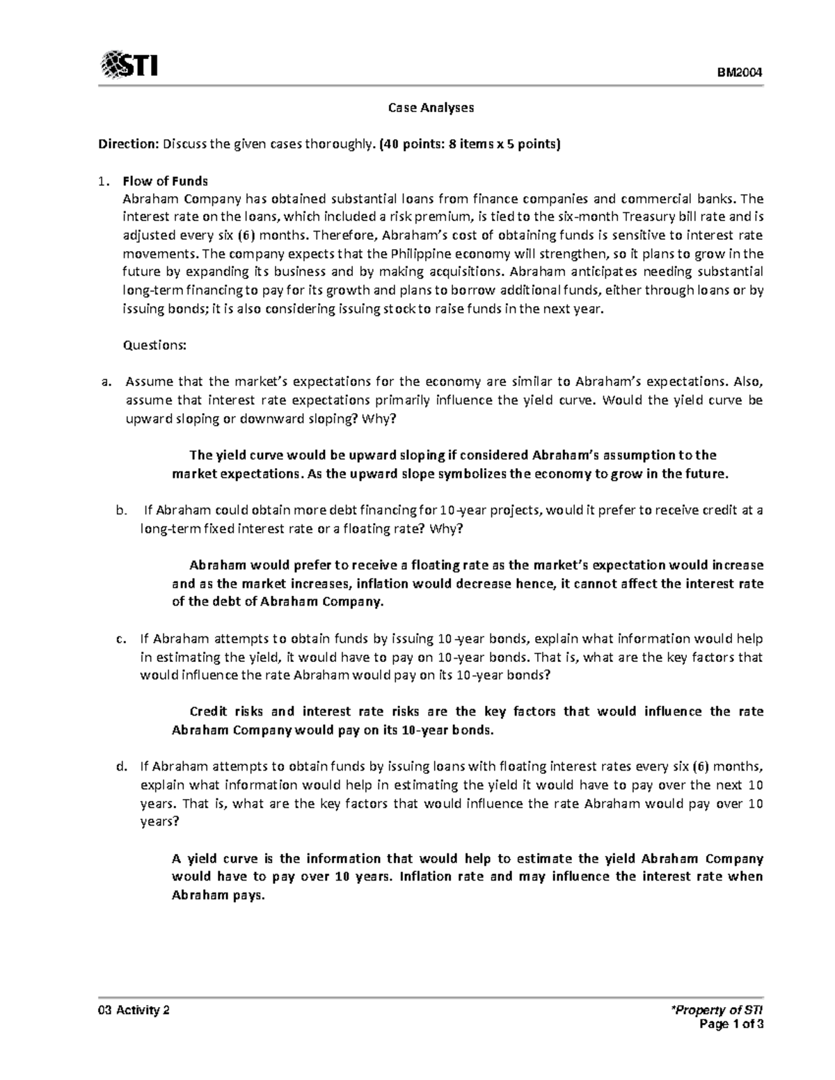 03 Activity 2 - STATISTICAL - BM 03 Activity 2 *Property of STI Page 1 ...
