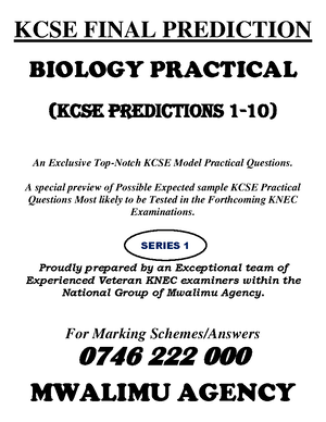 2017 KCSE Biology PP1 Marking Scheme - KCSE Education - Studocu