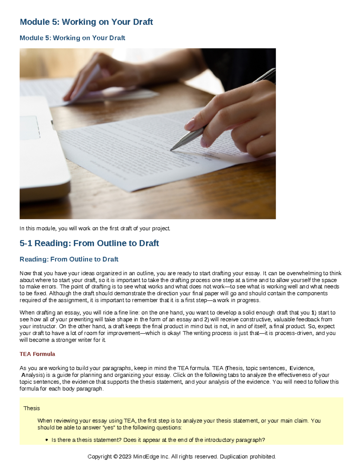 Module 5 Working on Your Draft - Module 5: Working on Your Draft Module ...