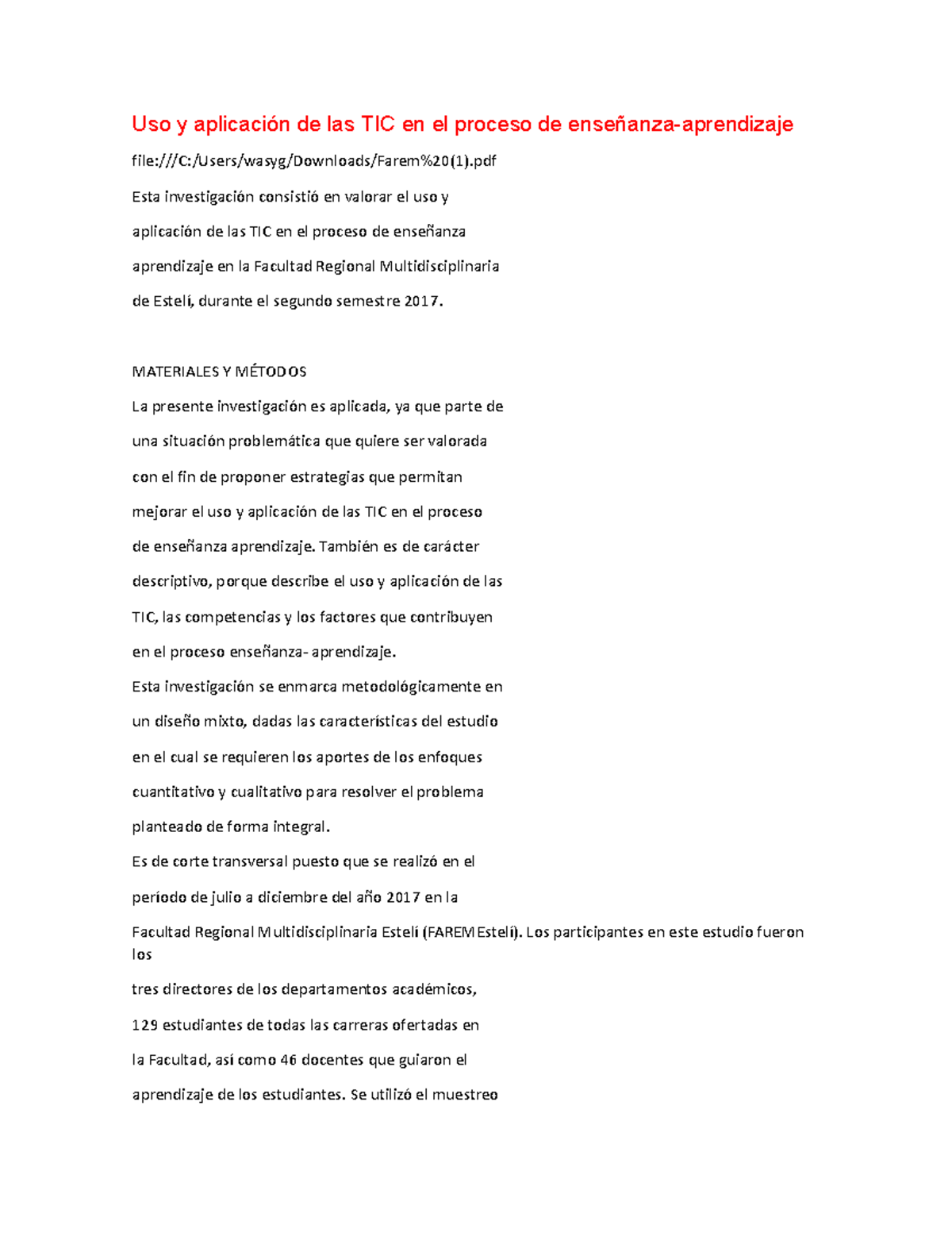 Uso Y Aplicación De Las Tic En El Proceso De Enseñanza Pedagogia Y