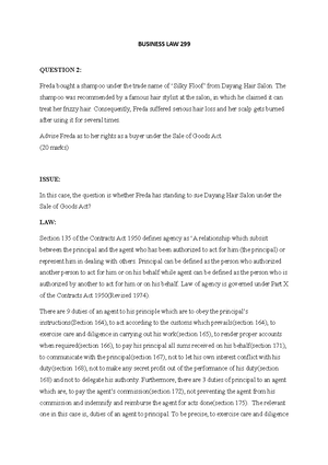 LAW299 Final Assessment - FACULTY OF LAW UNIVERSITI TEKNOLOGI MARA ...