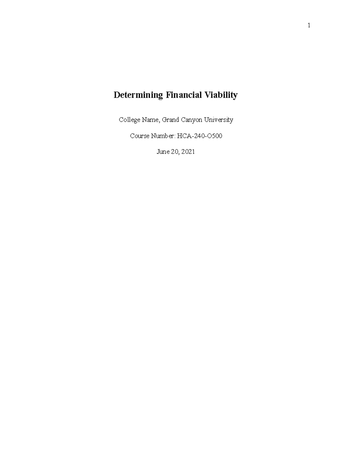 Determining Financial Viability - Determining Financial Viability ...