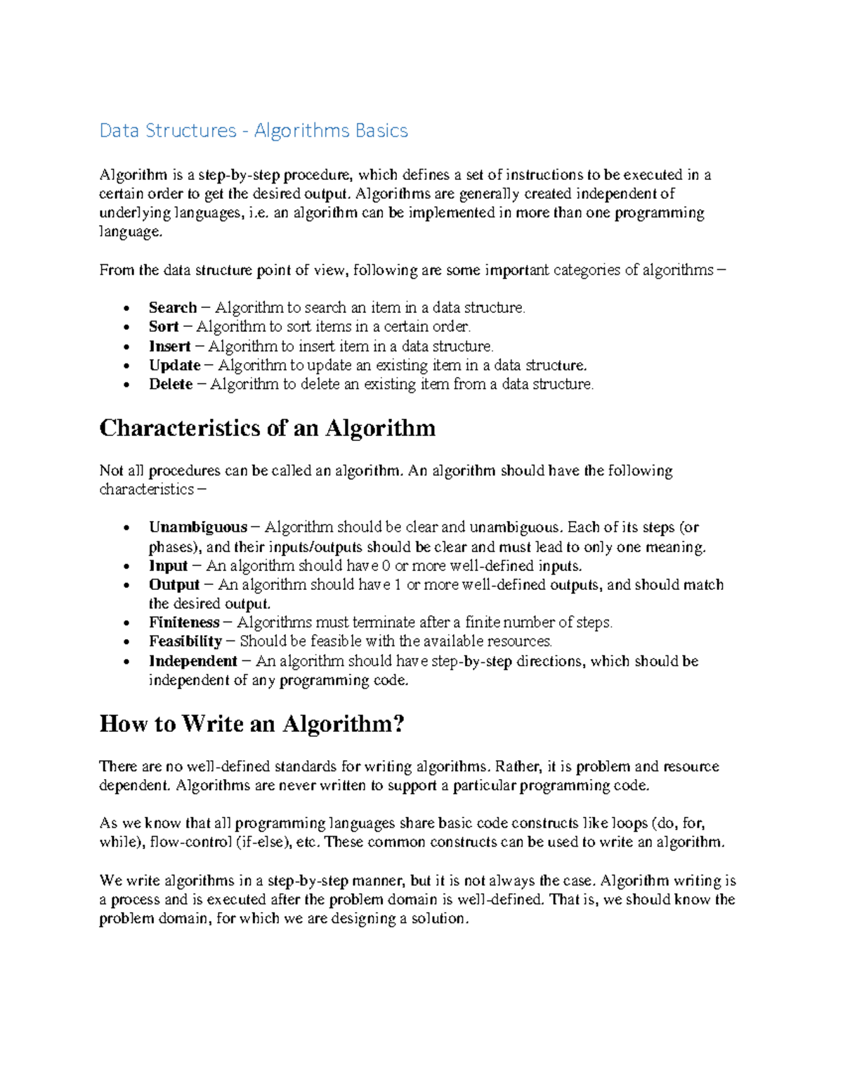 Algorithm - Algorithms are generally created independent of underlying ...