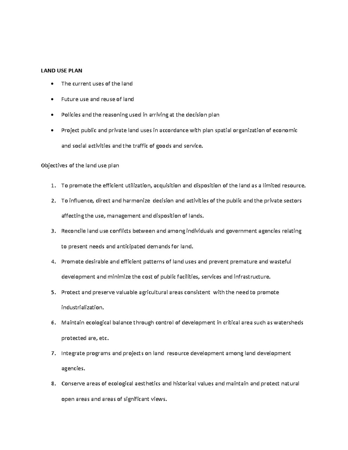 LAND USE PLAN 093126 - Hilvano - LAND USE PLAN The current uses of the ...