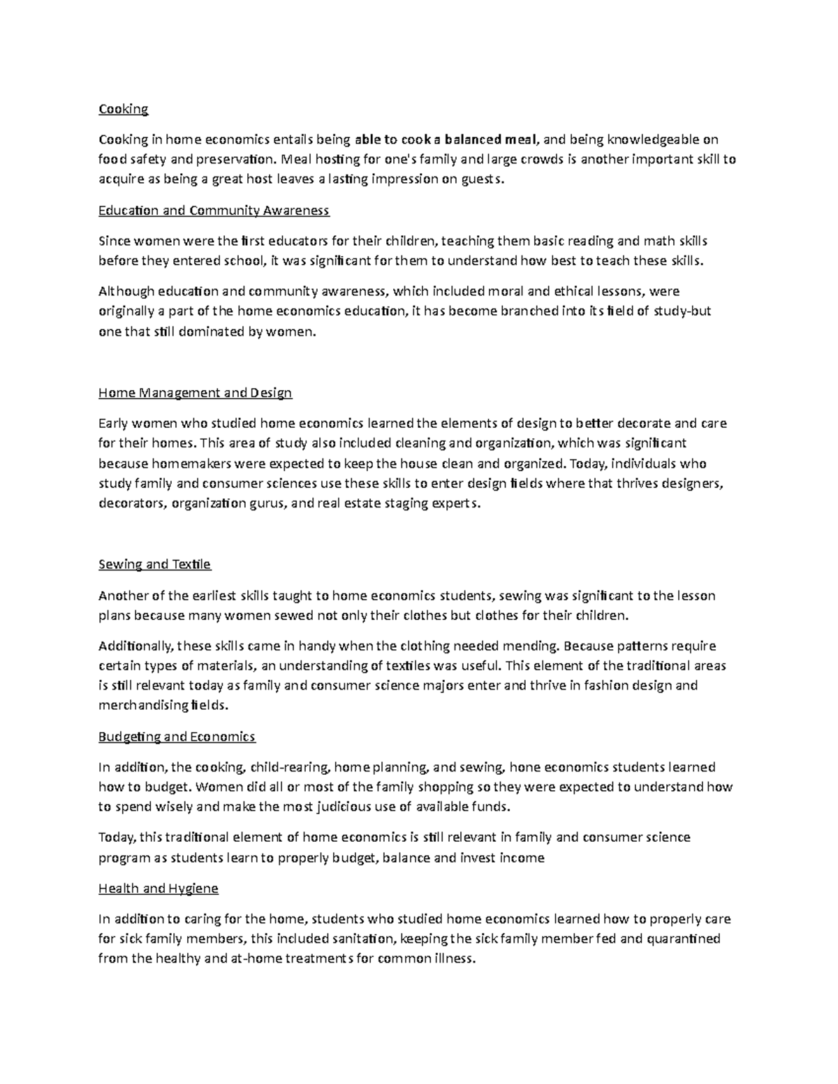 Cooking - this note is about h.e. - Cooking Cooking in home economics ...