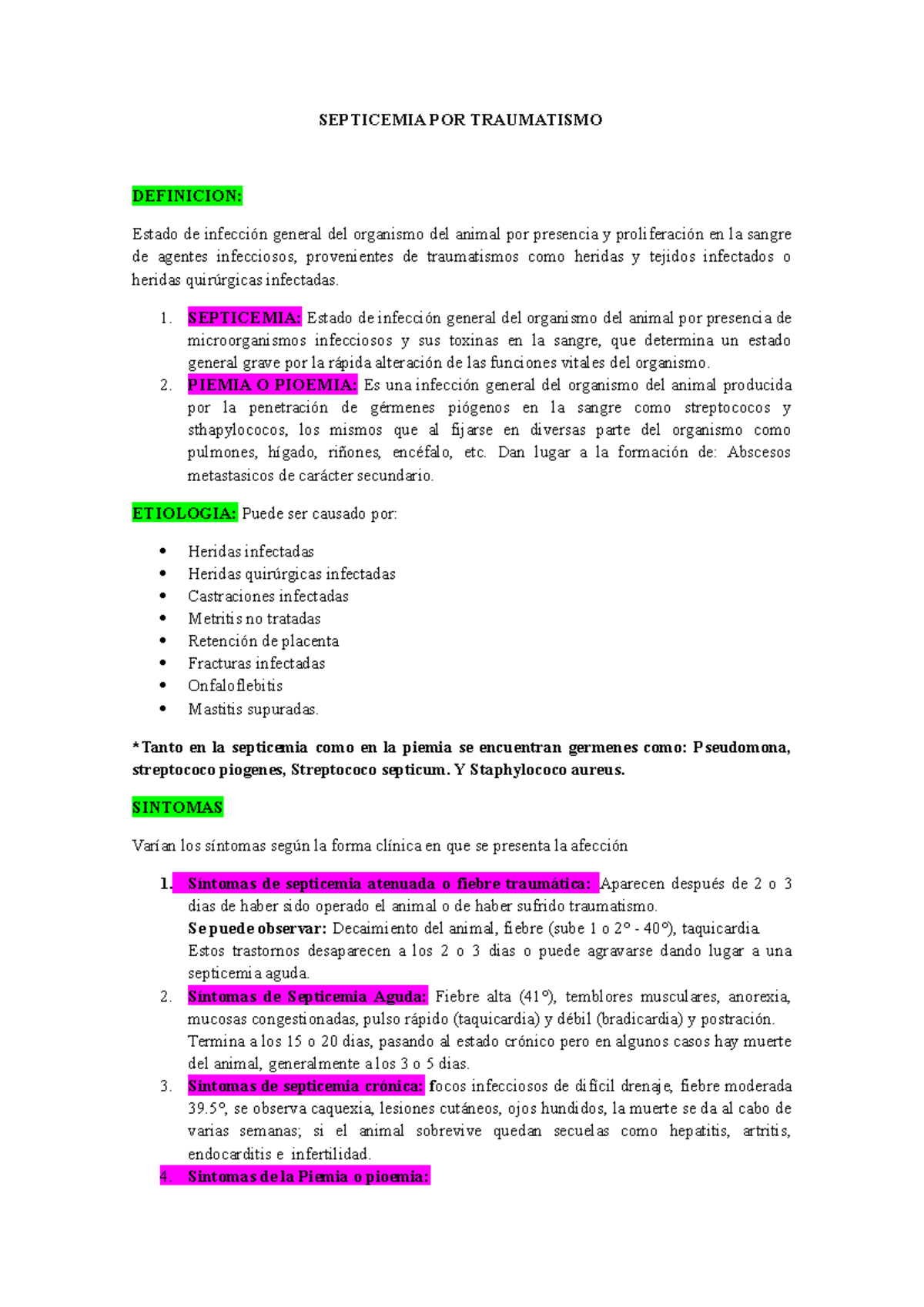 Septicemia POR Traumatismo - SEPTICEMIA POR TRAUMATISMO DEFINICION ...