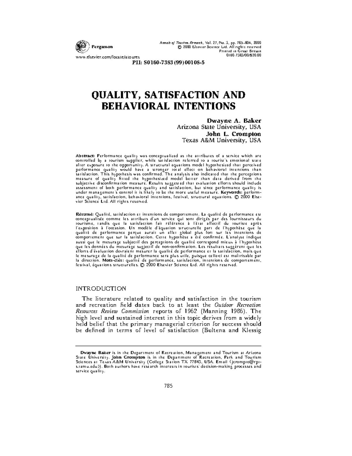 Baker 2000 - Jurnal Management Summary Jurnal Management - QUALITY ...