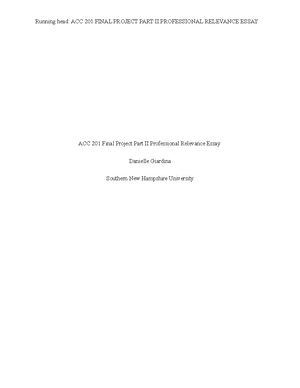 ACC 201 Project Summary Report Template - Summary Report: Financial Statements 1 [Note: To ...