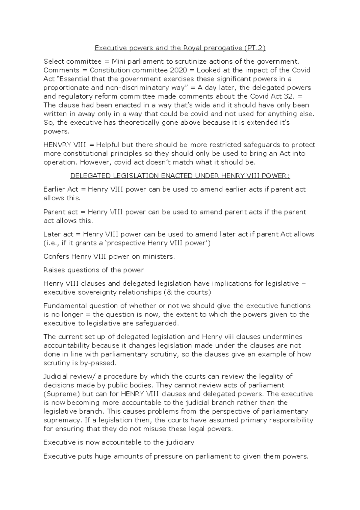 Executive powers and the Royal prerogative (PT - Comments ...