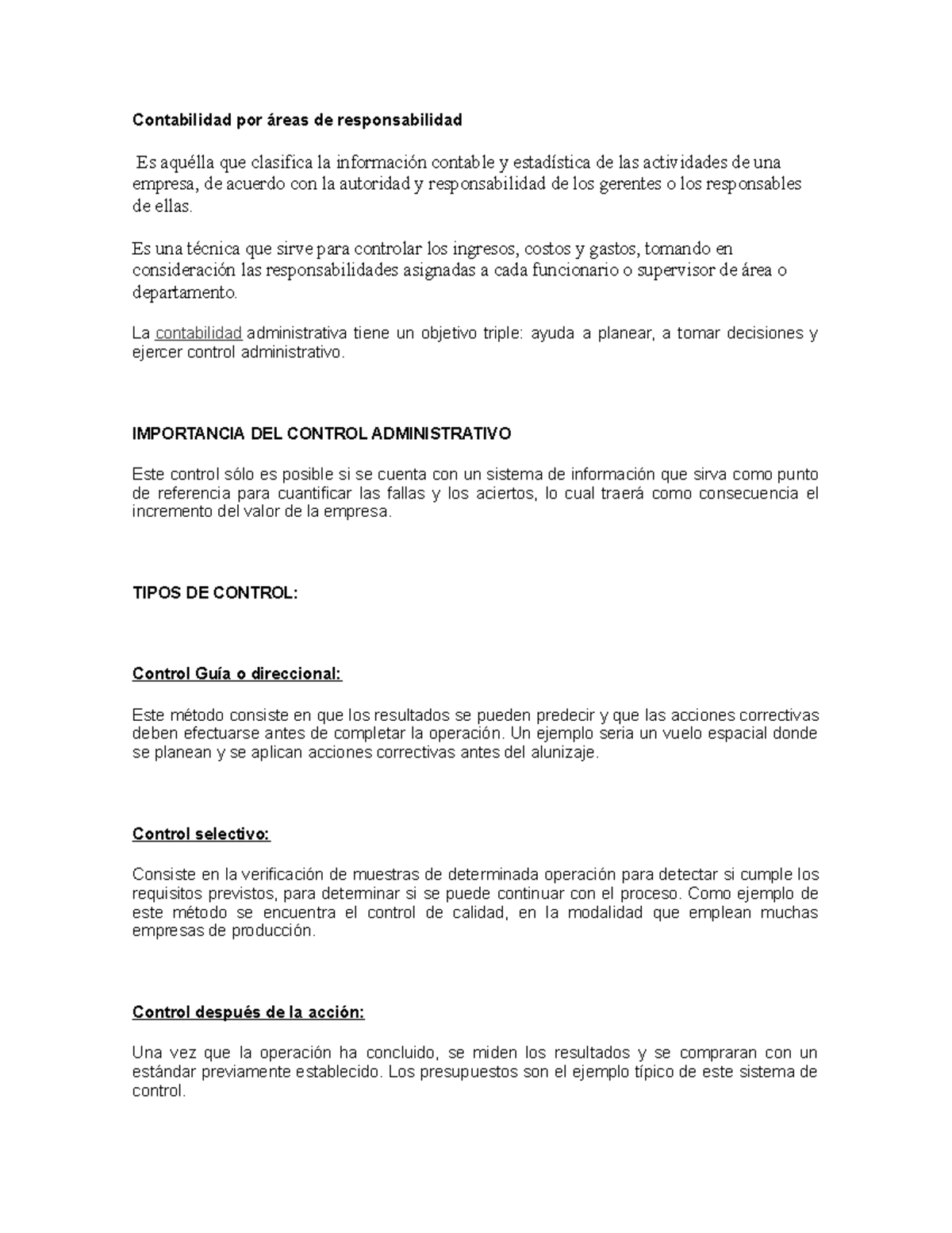 Contabilidad por áreas de responsabilidad - Es una técnica que sirve ...