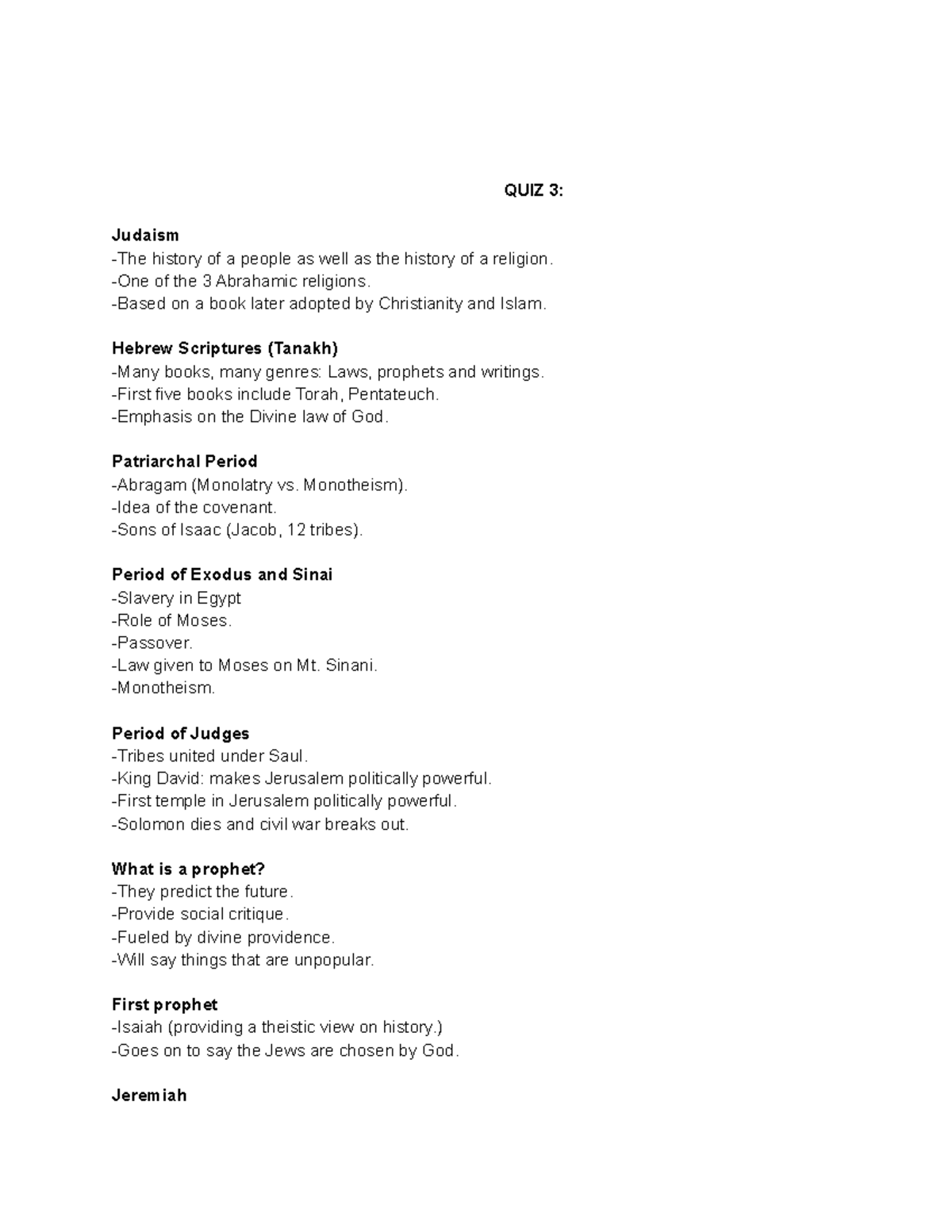 History # Part 2 - QUIZ 3: Judaism -The history of a people as well as ...