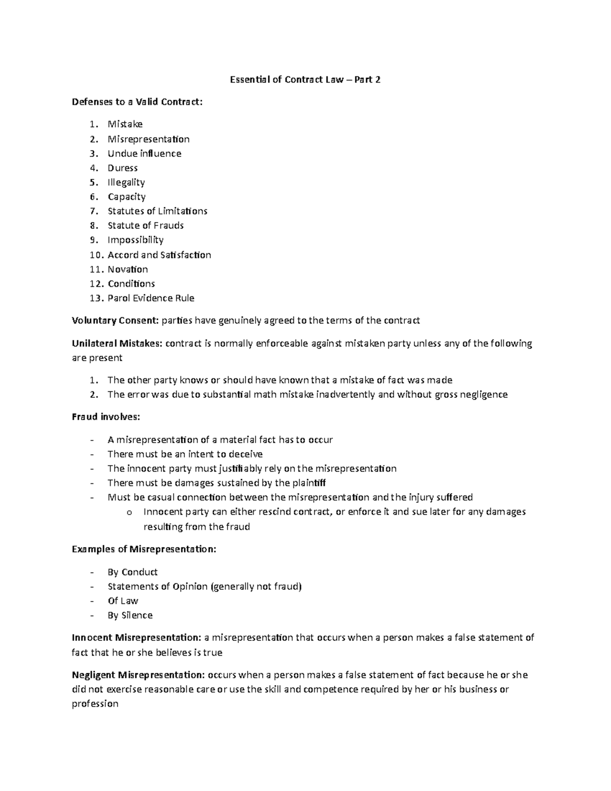 Essentials of Contract Law - Part 2 - Essential of Contract Law – Part ...