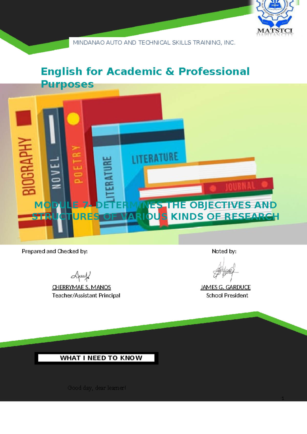 EAPP module 7 Final - Prepared and Checked by: Noted by: CHERRYMAE S ...