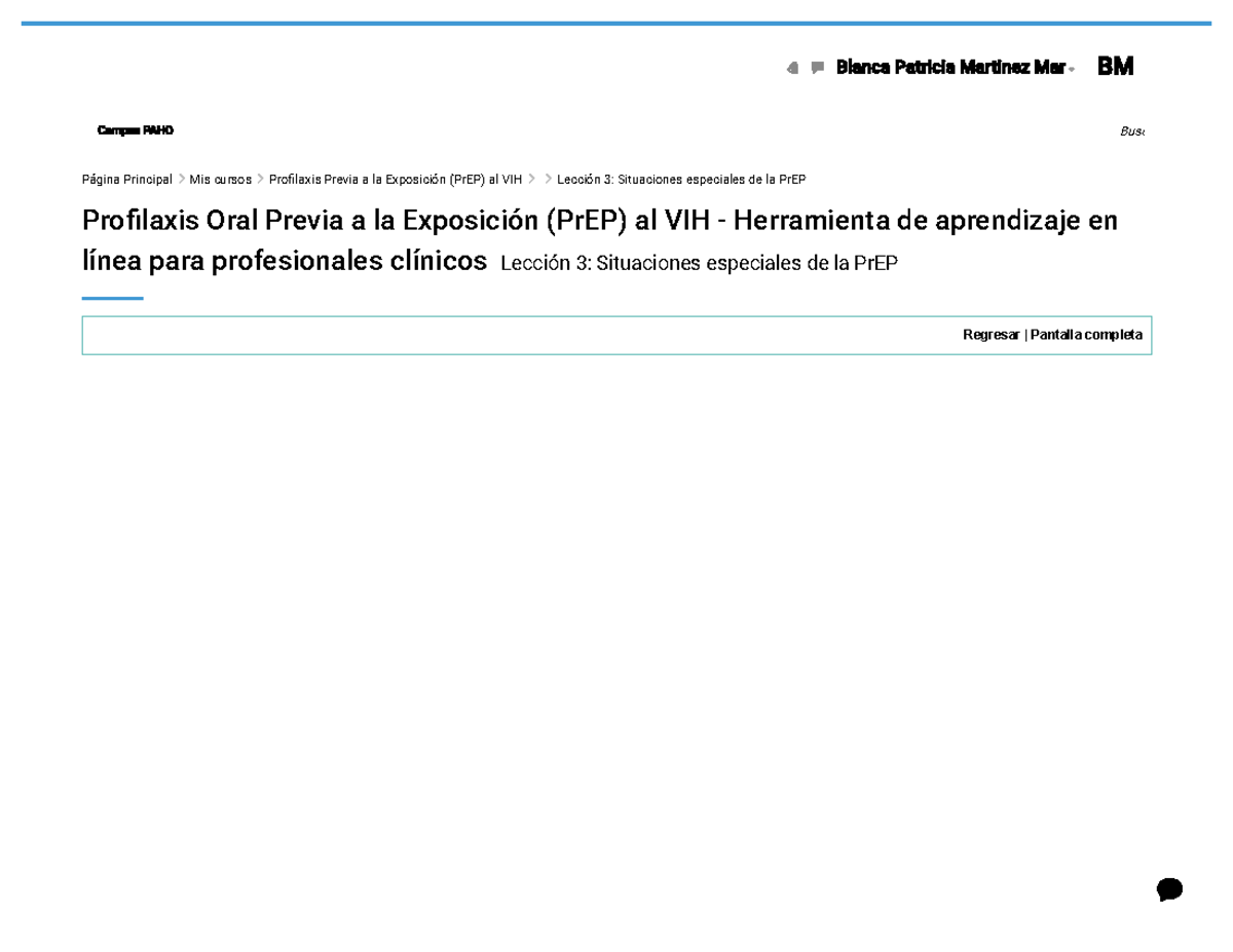 1 - TAREA - Campus PAHO Prolaxis Oral Previa a la Exposición (PrEP) al ...