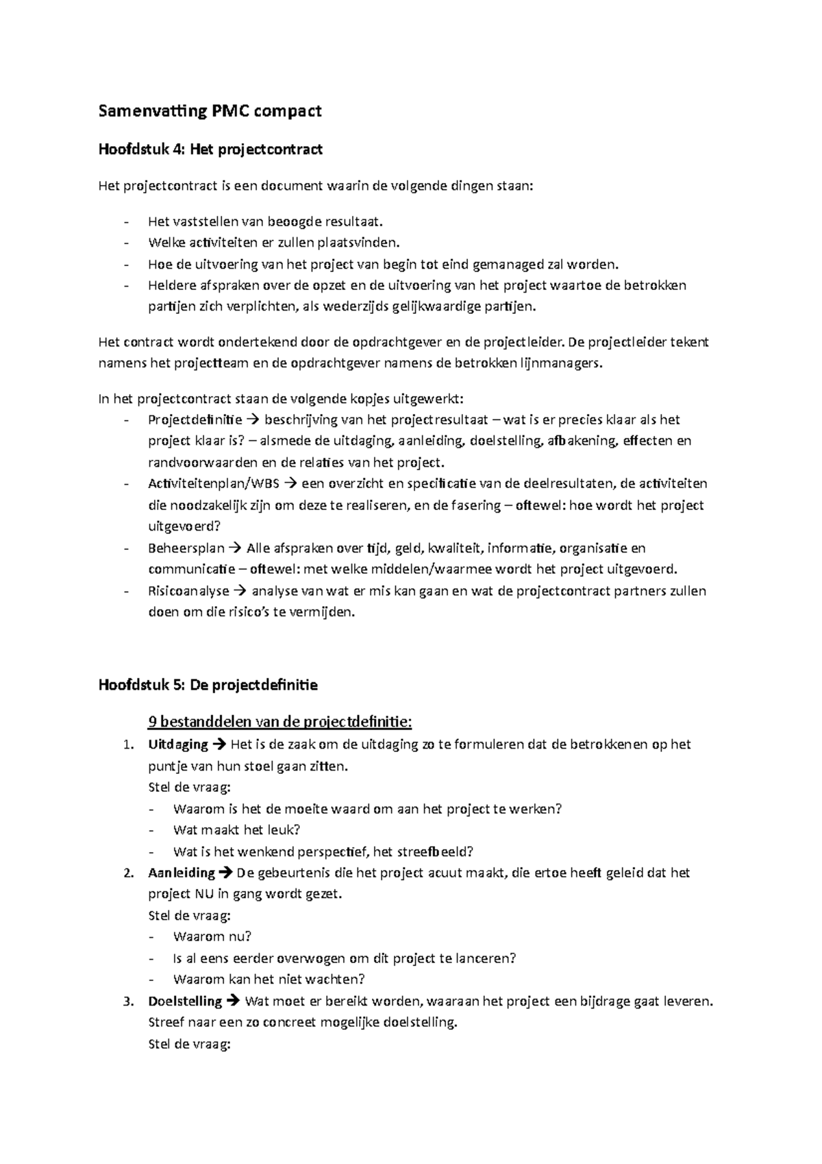 Samenvatting PMC compact van hoofdstuk 4,5,6 - Samenvatting PMC compact ...