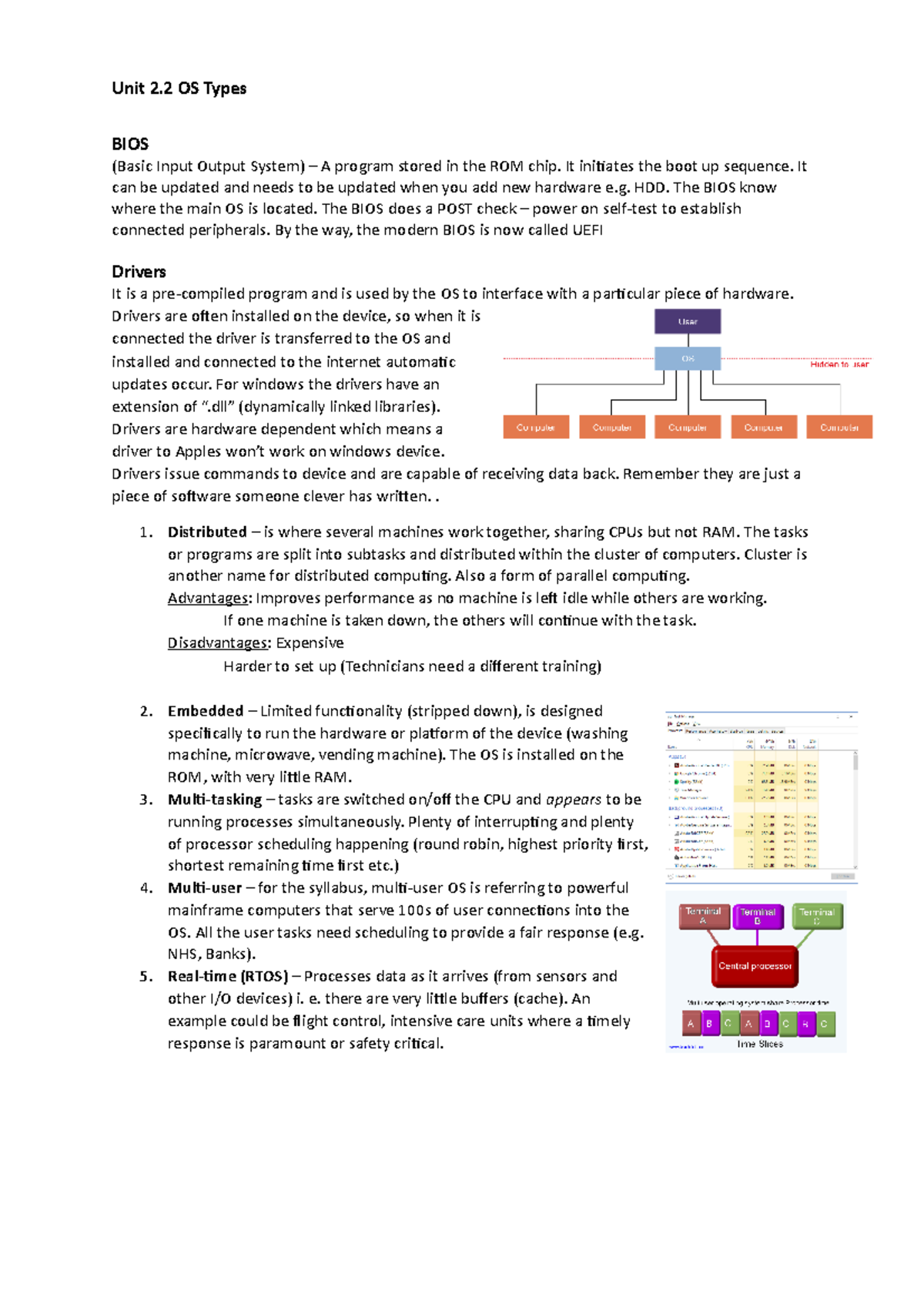 Operating Systems Types - Unit 2 OS Types BIOS (Basic Input Output ...
