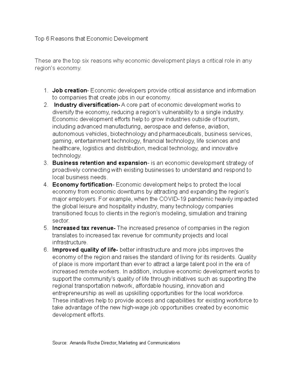 Top 6 Reasons that Economic Development ECO007 - Top 6 Reasons that ...